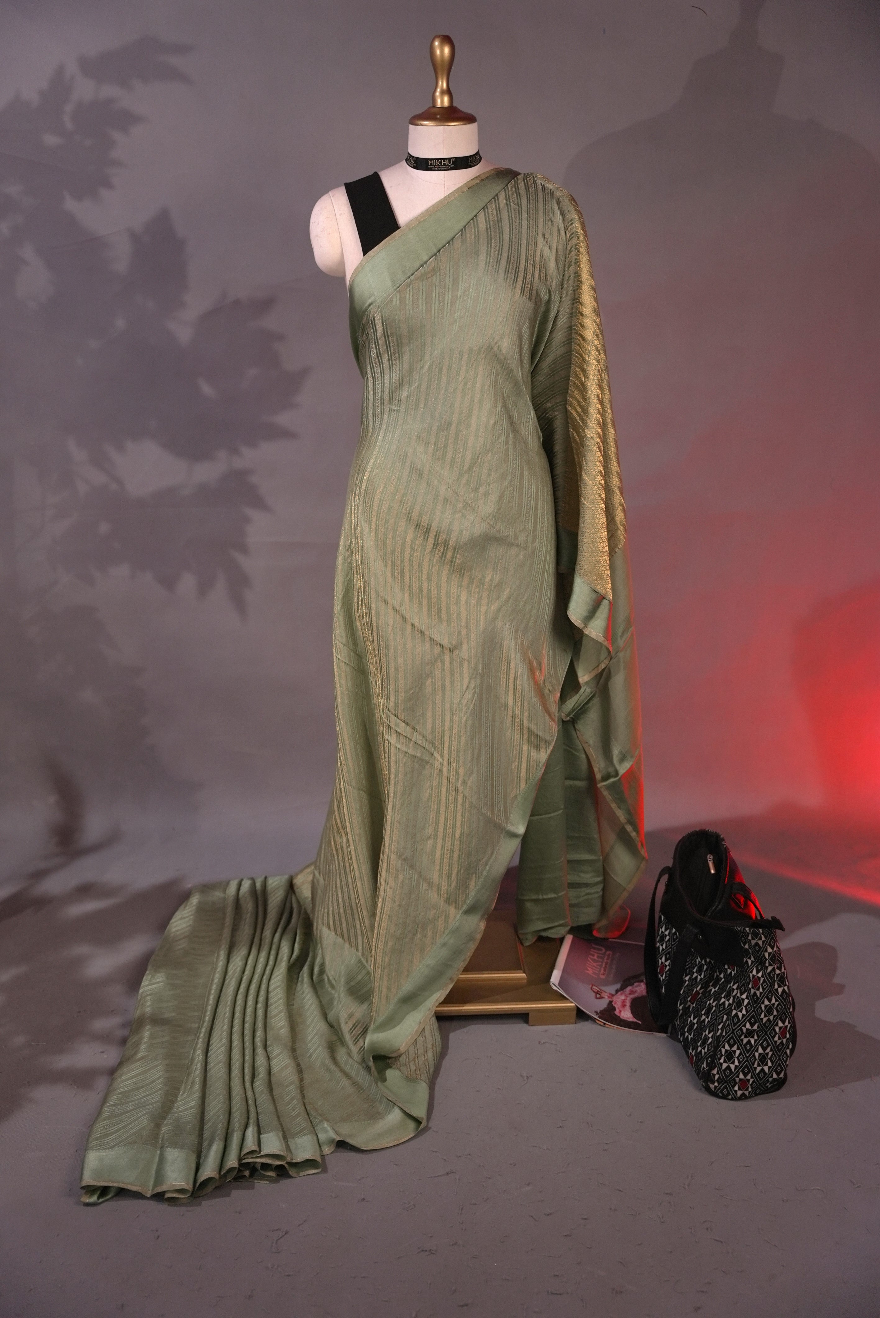 Dusky Olive Banarasi silk saree – MIKHU