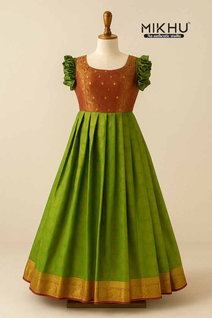 Parrot green traditional dress KW029 – MIKHU